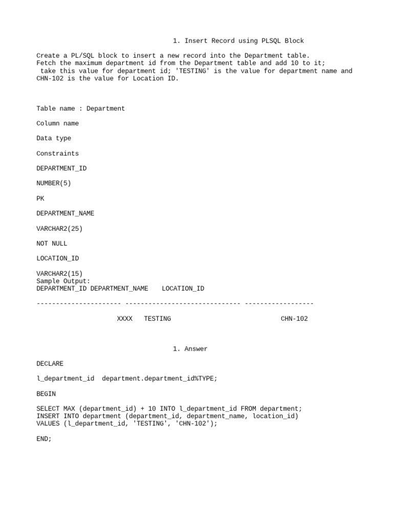 PLSQL | PDF | Pl/Sql | Parameter (Computer Programming)
