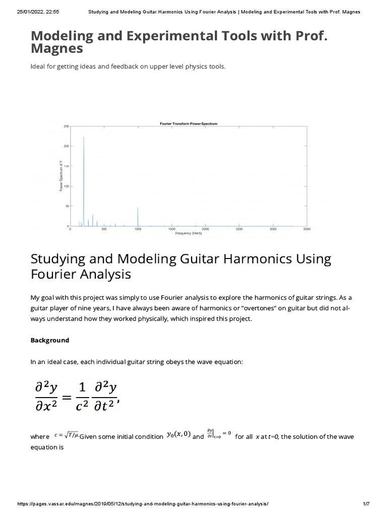 Studying and Modeling Guitar Harmonics Using Fourier Analysis ...