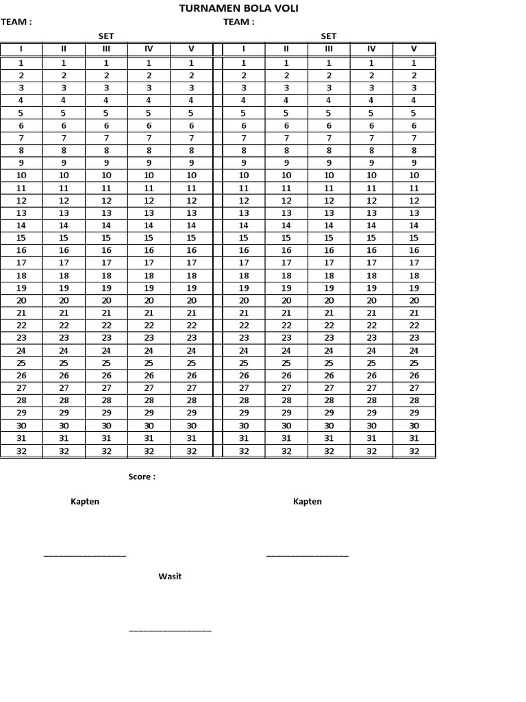 Score Sheet for Volleyball Tournament | PDF