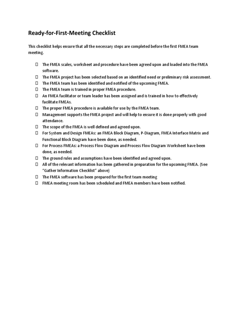 Fmea Checklist | PDF