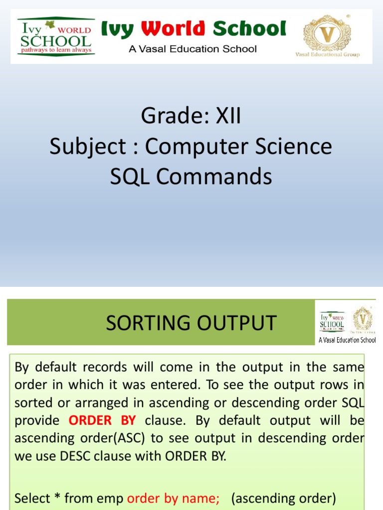 Grade Xii Subject Computer Science Sql Commands Download Free Pdf String Computer Science