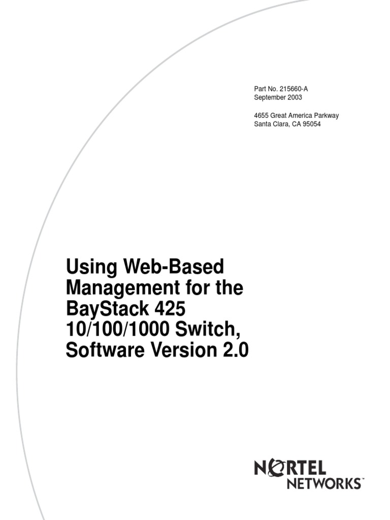 Using Web-Based Management For The Baystack 425 10/100/1000 Switch ...