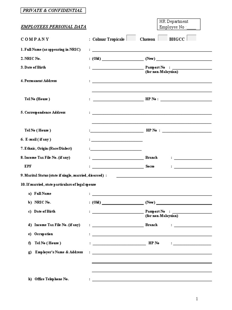 EMPLOYEE Personal Data Form+qrts | PDF | Law