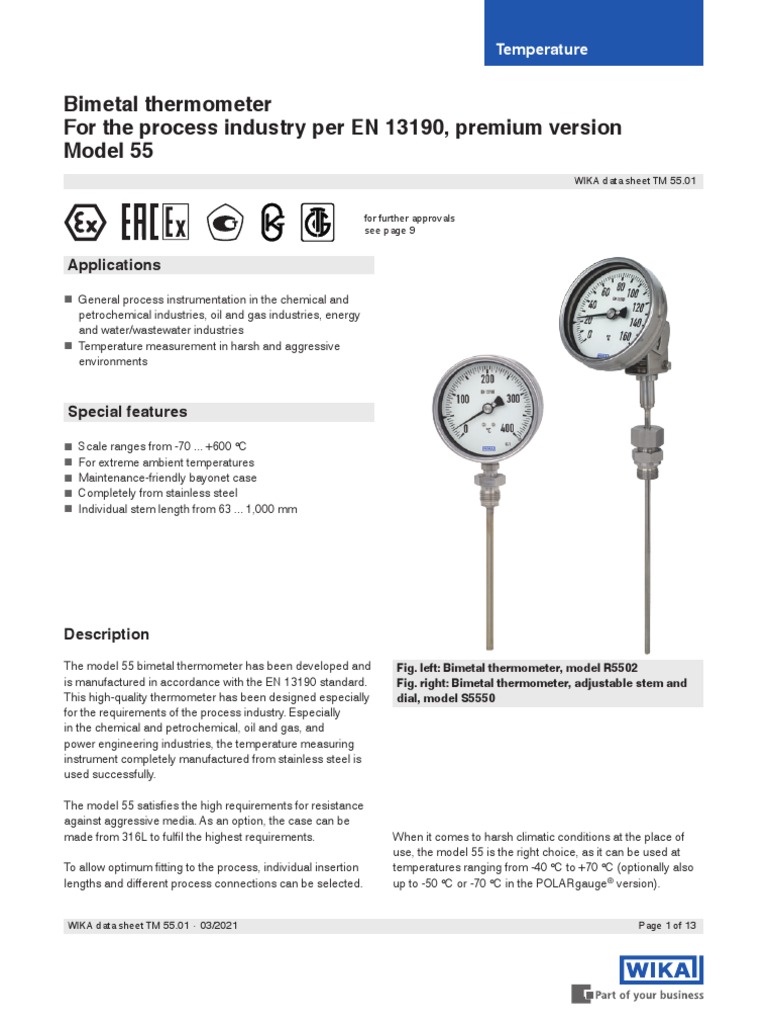 Data Sheet For Thermometers | PDF | Thermometer | Temperature