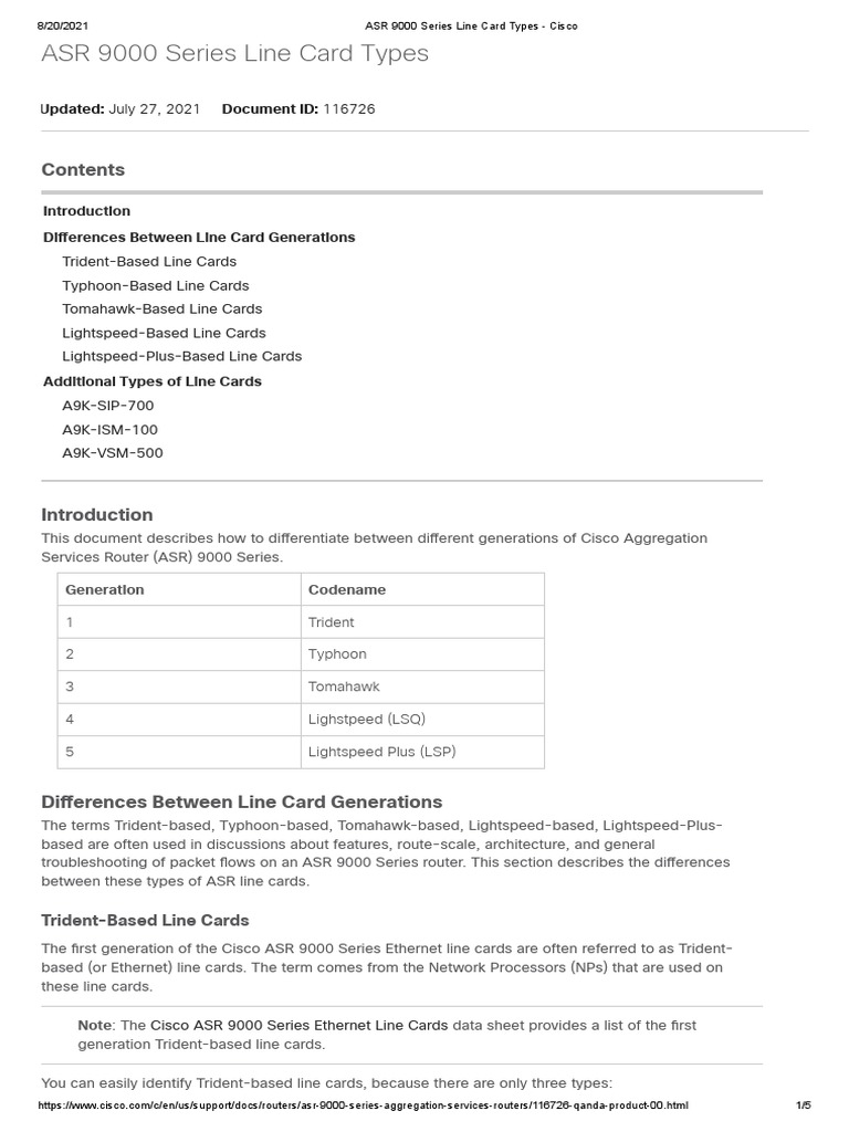 ASR 9000 Series Line Card Types - Cisco | PDF | Networking ...