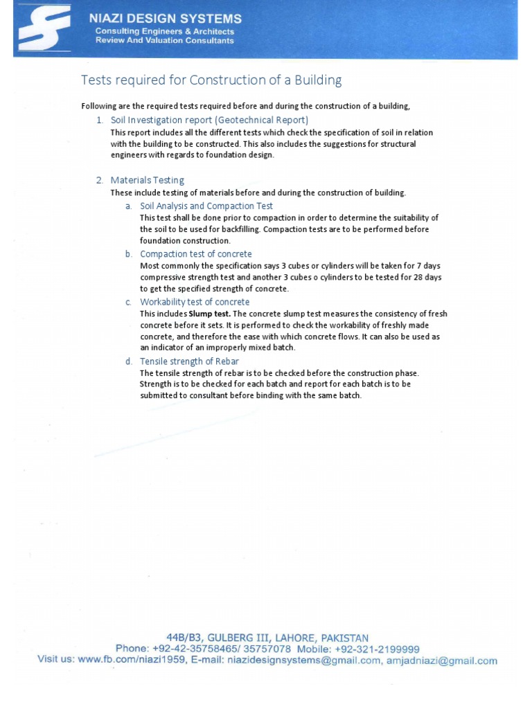Essential Tests for Building Construction | PDF | Concrete | Engineering