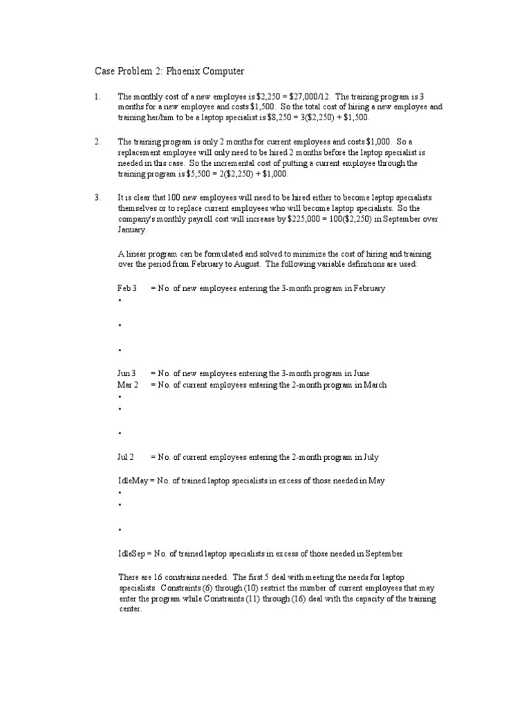 Case Problem 2 Phoenix Computer | PDF | Linear Programming | Theoretical Computer Science