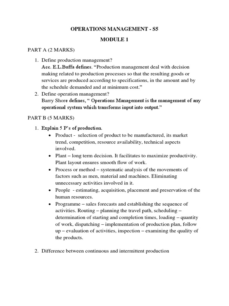 Operations Management Concepts and Models | PDF | Scheduling ...