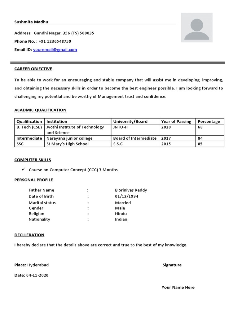 Single Page Resume | PDF