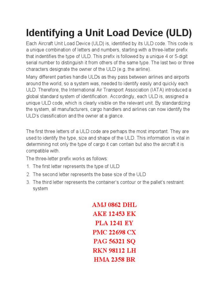 Identifying A Unit Load Device (ULD) | PDF | Freight Transport ...