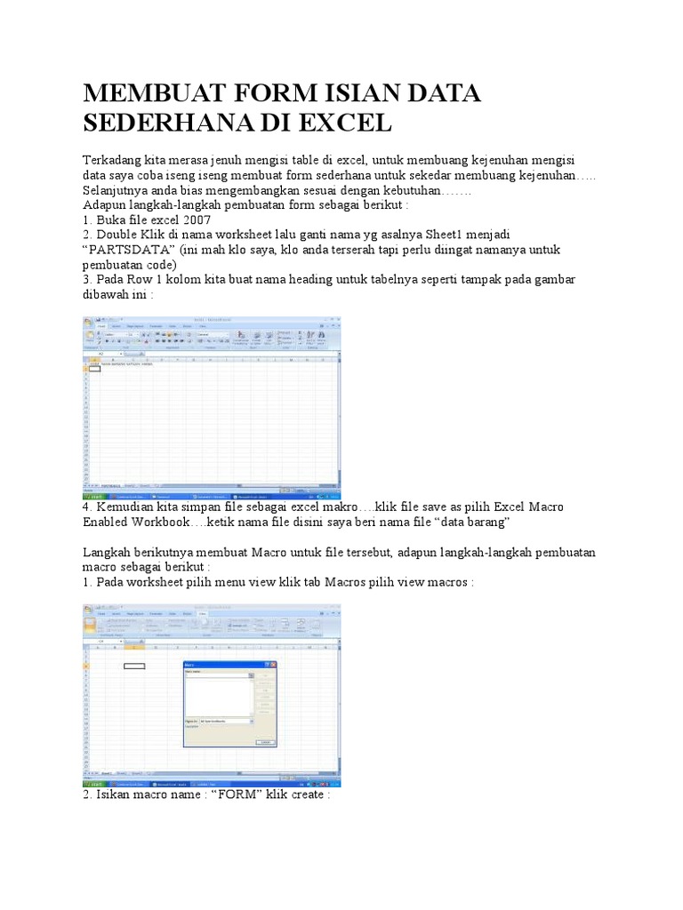 Aplikasi Sederhana Dengan Excel | PDF