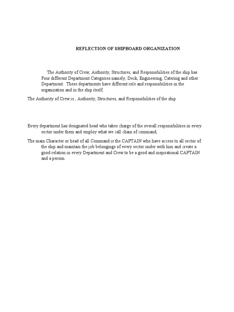 Reflection of Shipboard Organization | PDF | Career & Growth