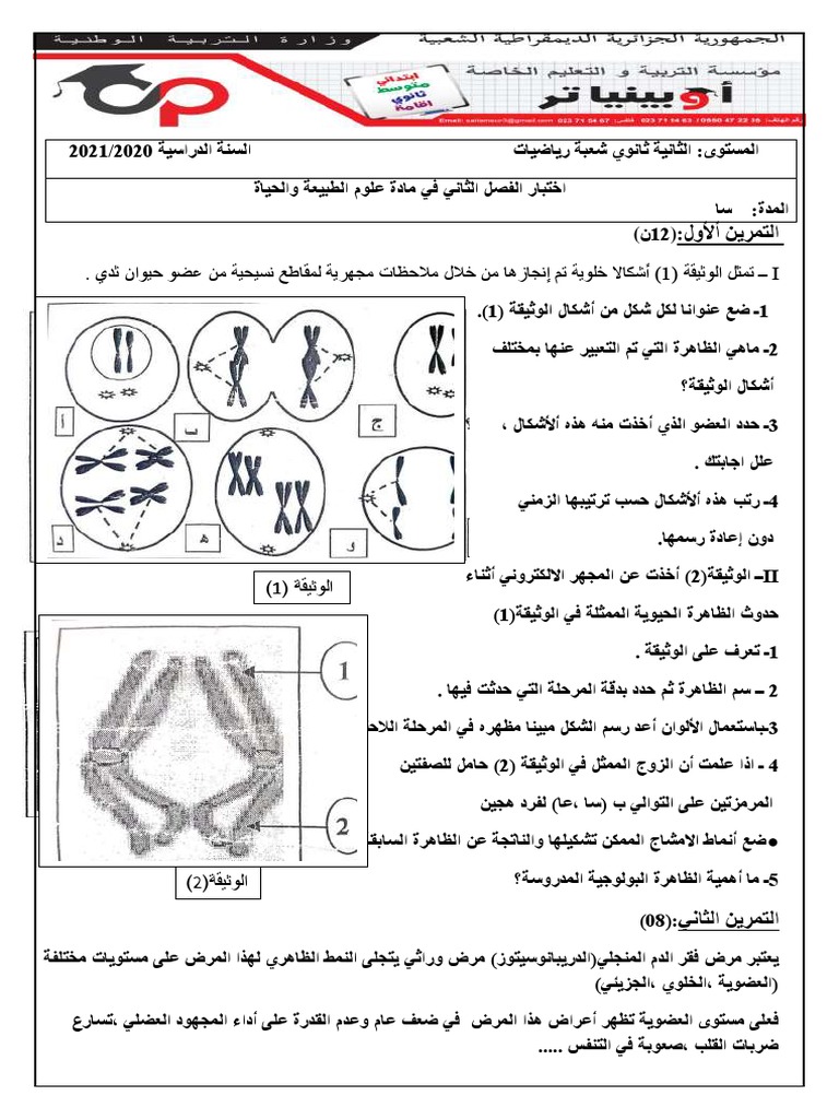Dzexams 2as Sciences M - E2 20211 1325973 | PDF