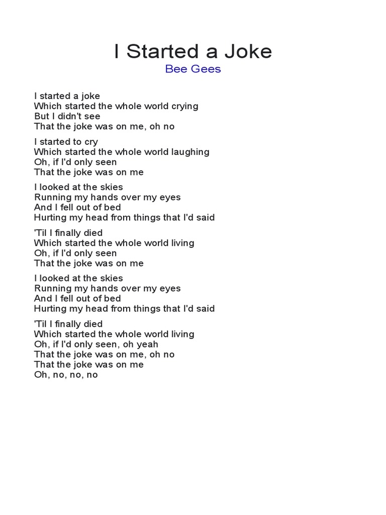 I Started A Joke | PDF