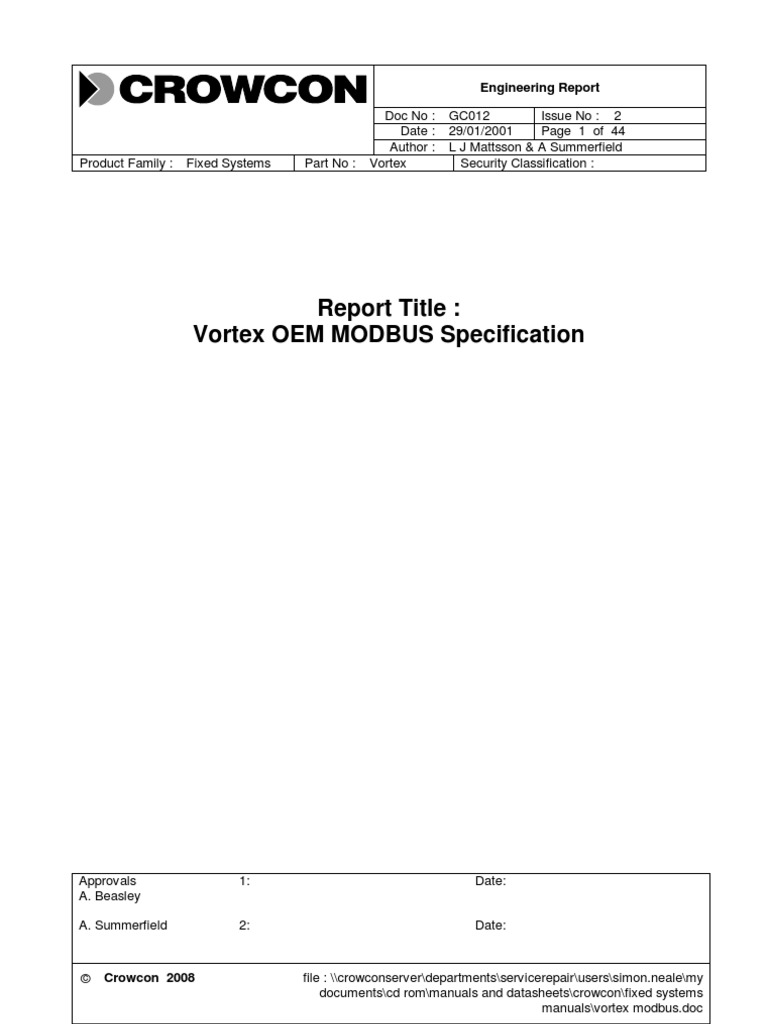 Modbus Map-Vortex Crowcon | PDF | Integer (Computer Science) | Network ...