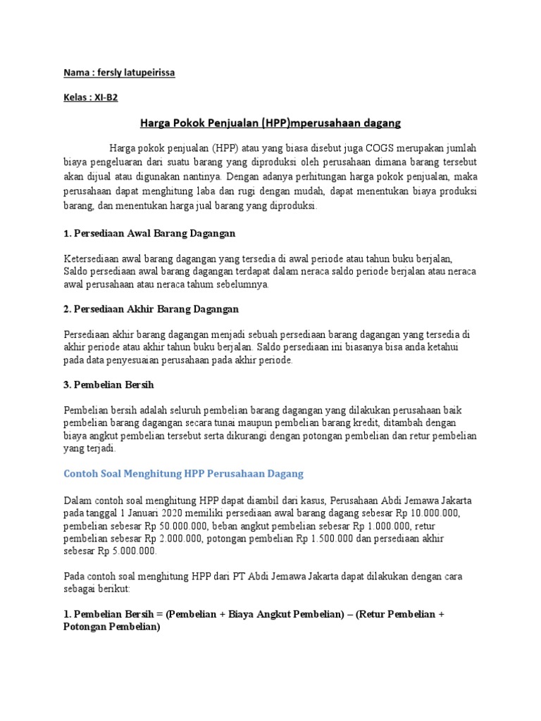 Menghitung Harga Pokok Penjualan (HPP) | PDF