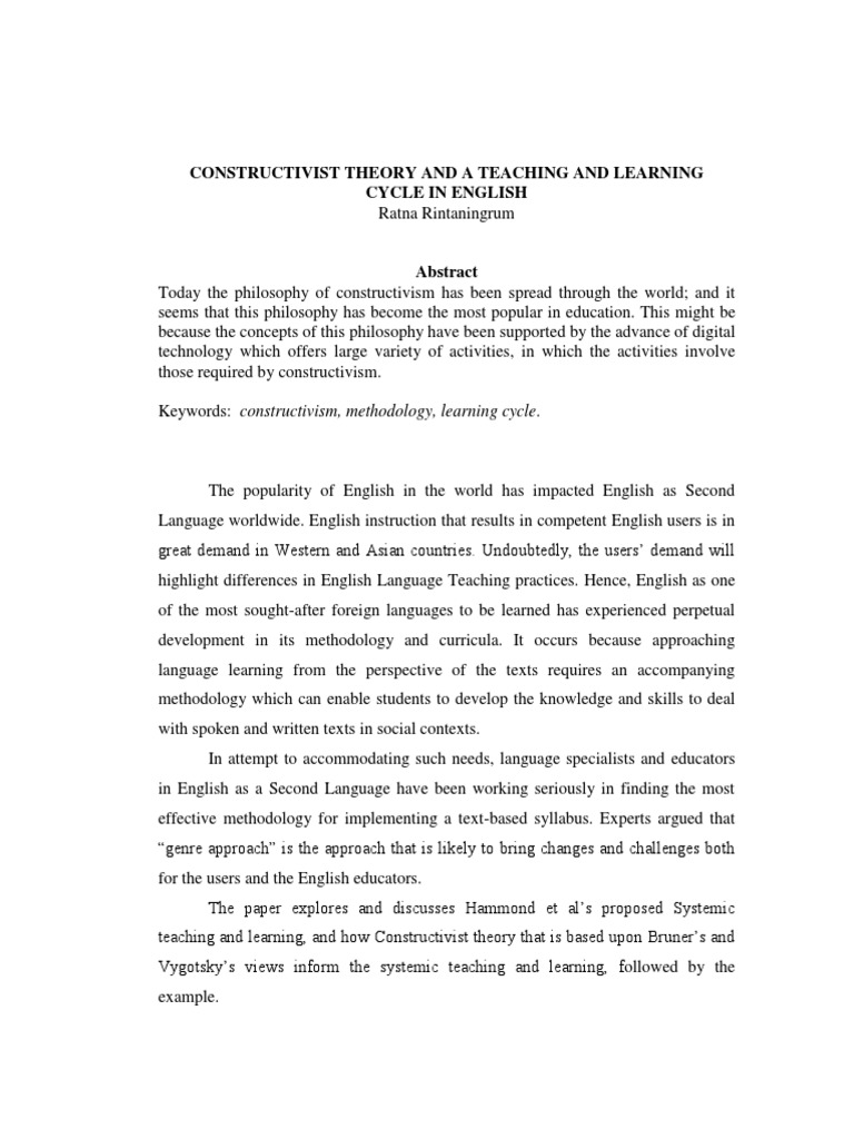Constructivist Theory and A Teaching and Learning Cycle in English ...
