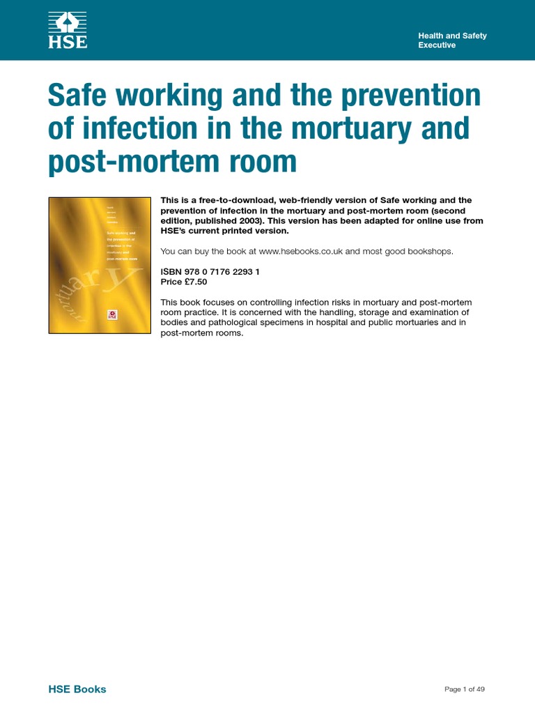 Safe Working and The Prevention of Infection in The Mortuary and Post ...