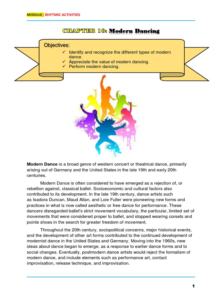 Types of Modern Dance Explained | PDF | Concert Dance | Dances