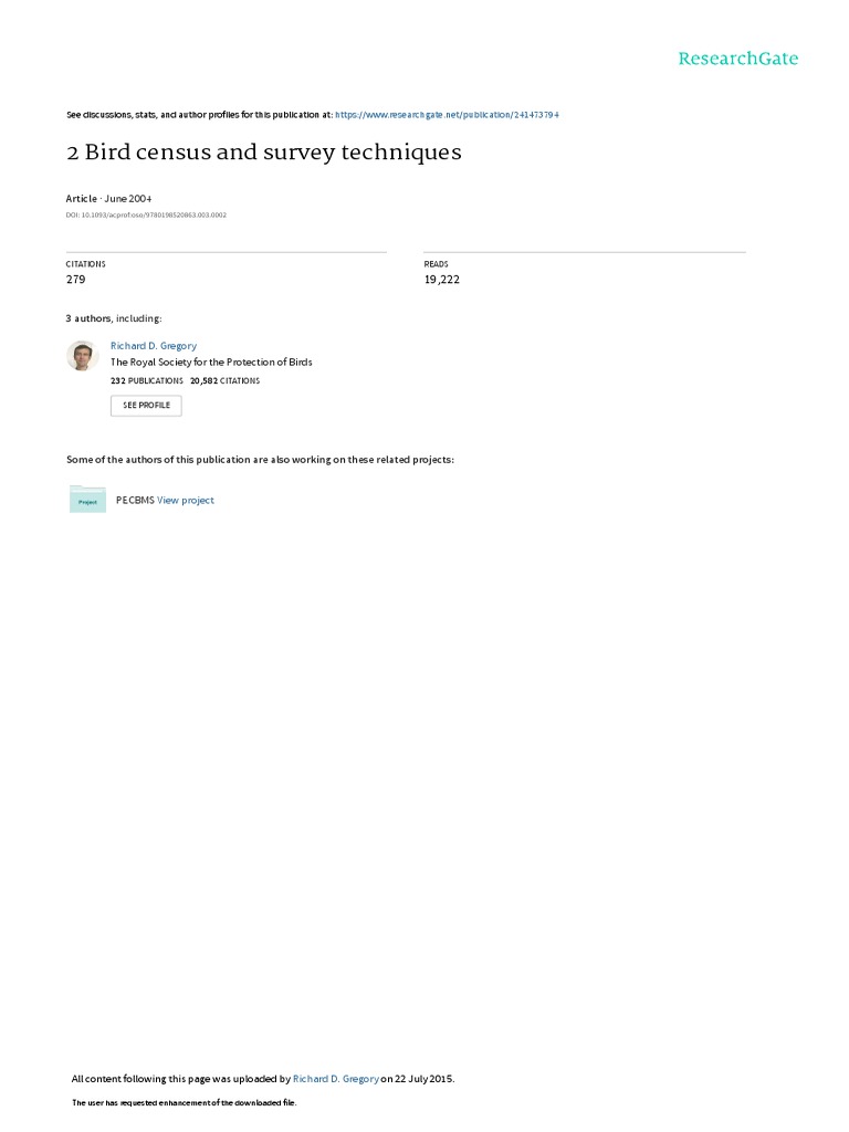 2 Bird Census and Survey Techniques | PDF | Sampling (Statistics ...