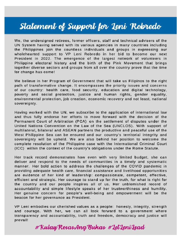 Final Statement of Support | PDF