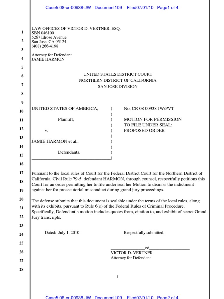 Case5:08-cr-00938-JW Document109 | PDF | United States District Court ...
