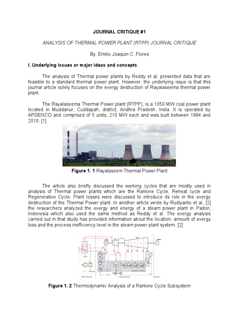 Exergy Analysis of RTPP | PDF | Exergy | Power Station