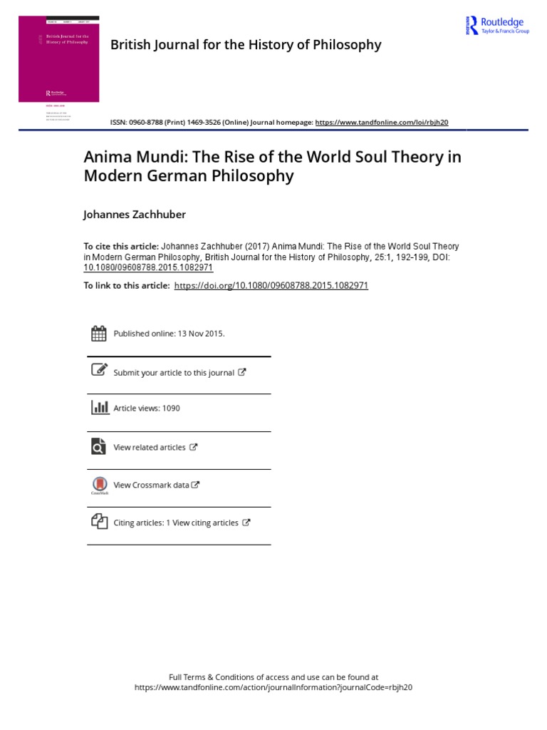 Anima Mundi The Rise of The World Soul T | PDF | Pantheism | Plato