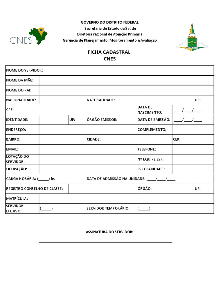 Ficha Cadastral CNES | PDF