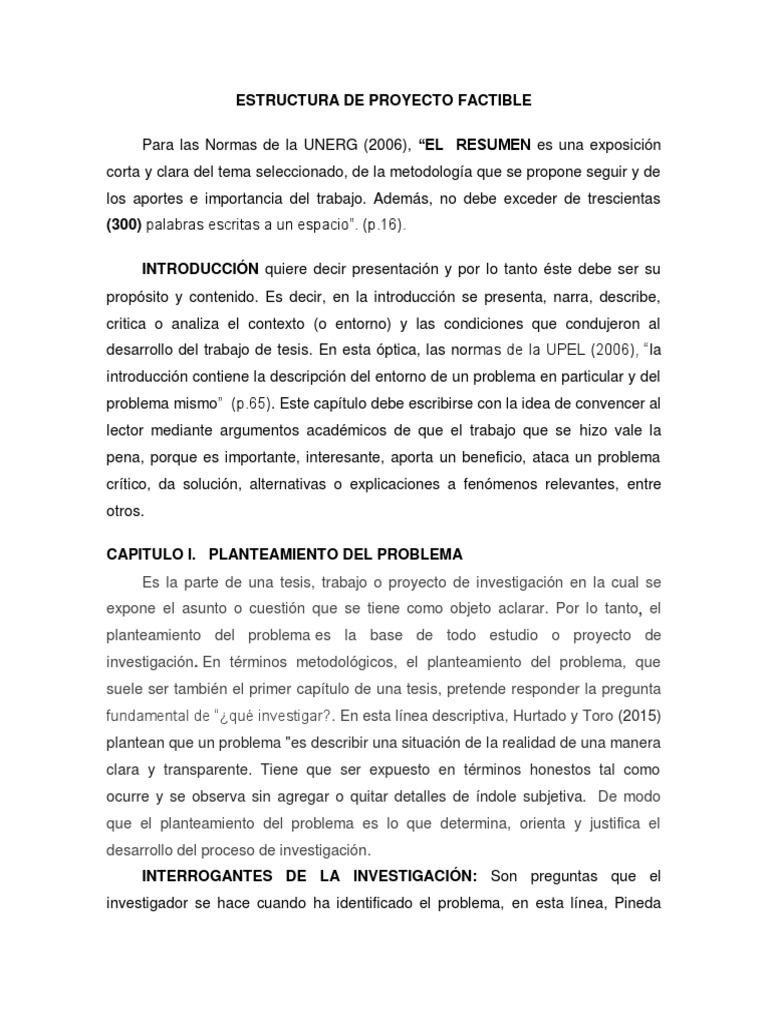 ESTRUCTURA de Proyecto Factible | PDF | Teoría | Conocimiento