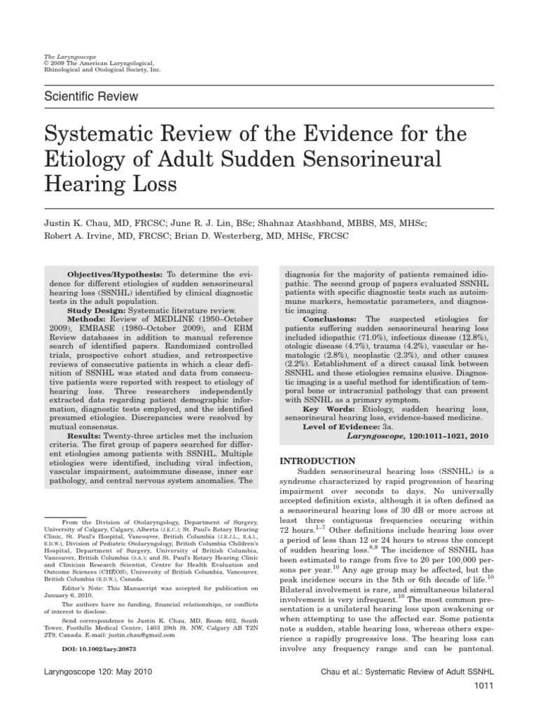 Systematic Review of The Evidence For The Etiology of Adult Sudden ...