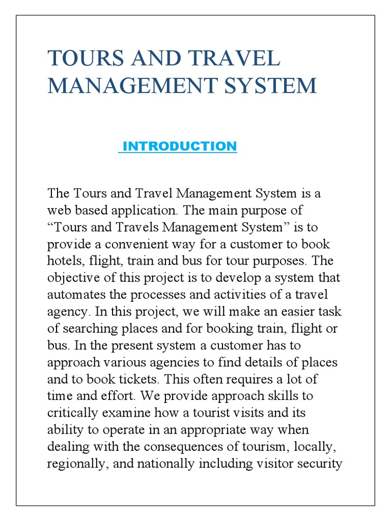 Tours and Travel Management System | PDF | My Sql | Tourism