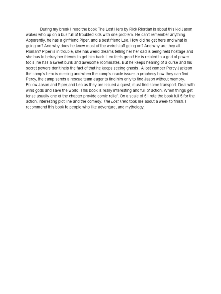 Book Review - The Lost Hero | PDF