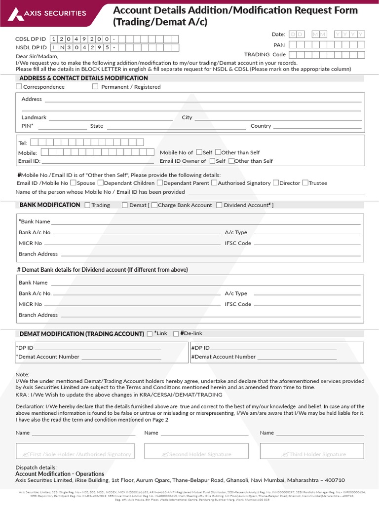 Common Modification Request Form | PDF | Identity Document | Financial ...