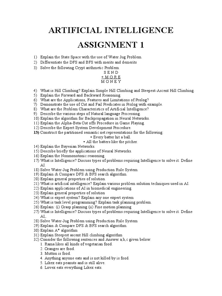 Artificial Intelligence Assignment 1: 13) Construct The Partitioned Semantic Net Representations ...