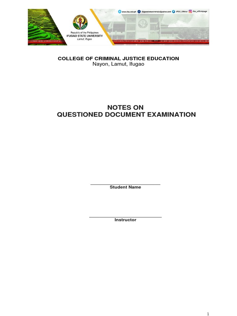 Notes On Questioned Document Examination: College of Criminal Justice ...