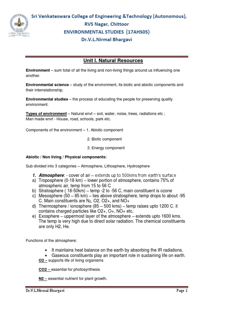 Understanding Natural Resources: An Introduction to Environmental ...