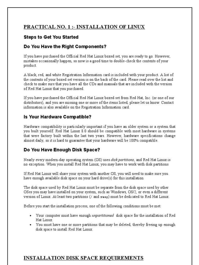 Practical No. 1:-Installation of Linux: Steps To Get You Started Do You Have The Right ...