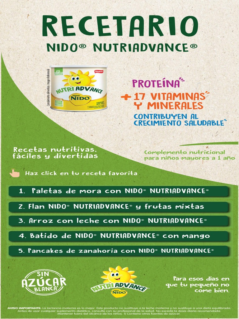 Recetario NUTRIADVANCE | PDF | Dieta y nutrición | Nutrición