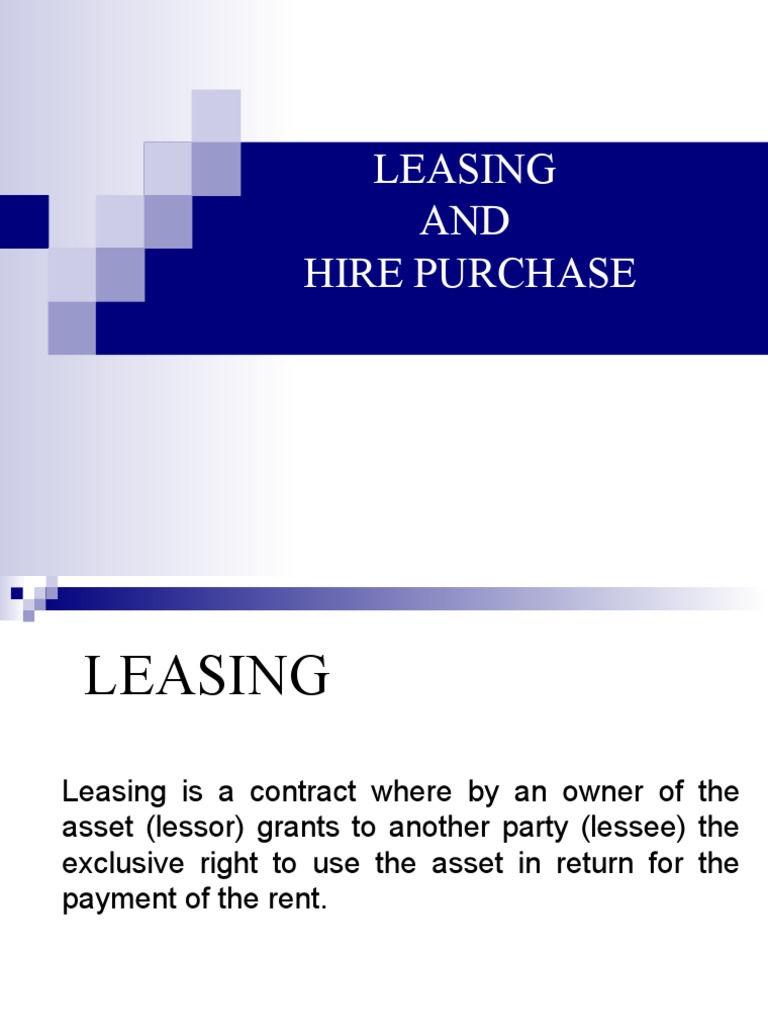 Leasing AND Hire Purchase | PDF | Lease | Depreciation