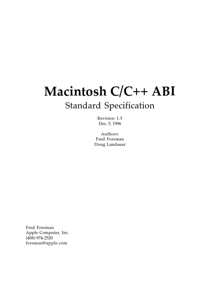 Macintosh C/C++ ABI: Standard Specification | PDF | C++ | Pointer (Computer Programming)