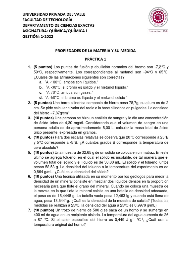 Propiedades y Medidas de Materia en Química | PDF | Celsius | Agua