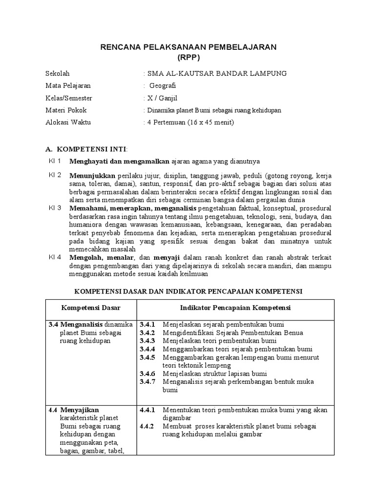 RPP Bab 4 Sejarah Bumi | PDF