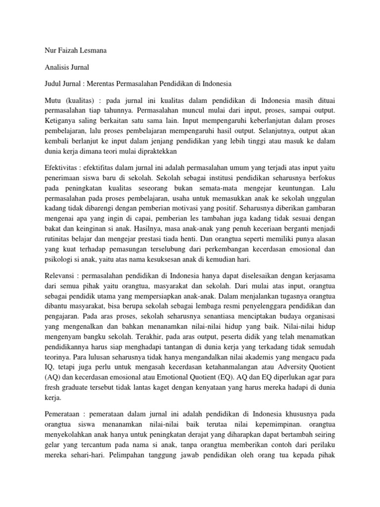 Nur Faizah Lesmana - Analisis Jurnal | PDF