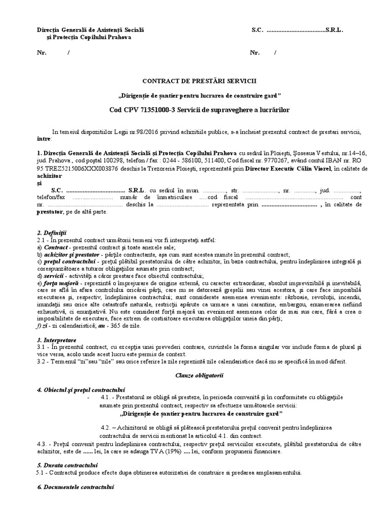 Model Contract Dirigentie de Santier | PDF