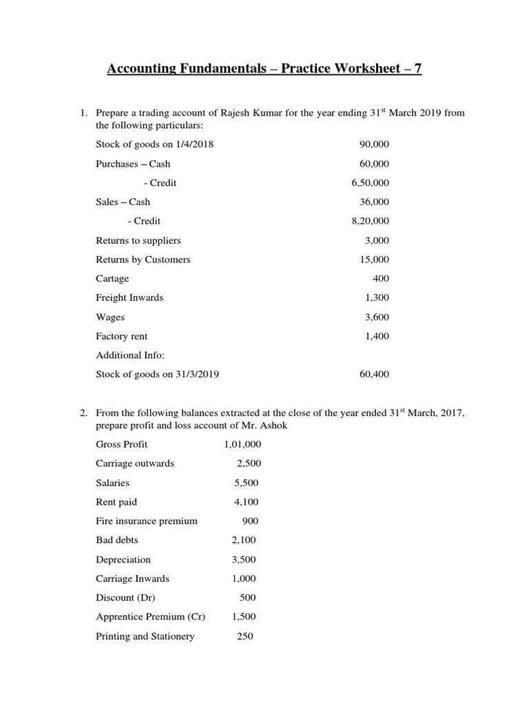 Accounting Fundamentals - PWS - 7 | PDF | Debits And Credits | Bad Debt