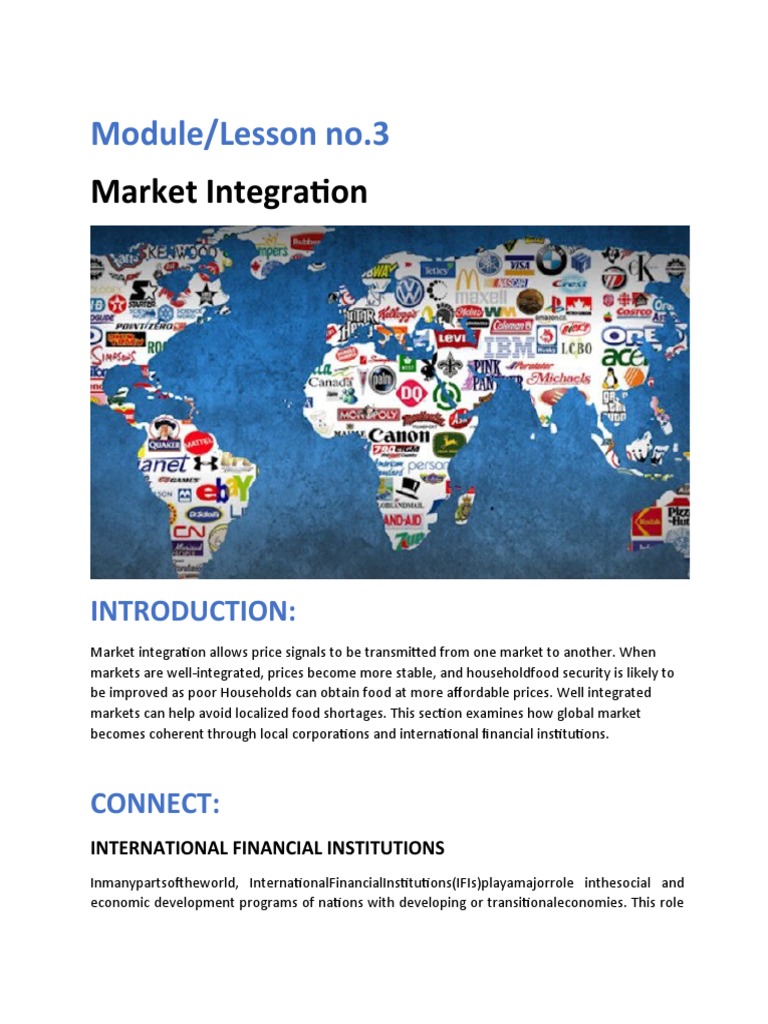 Market Integration: Module/Lesson No.3 | PDF | Market (Economics ...