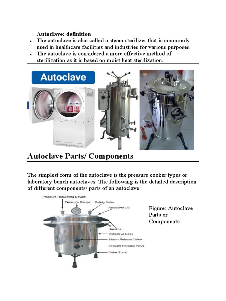 Autoclave Parts/ Components | PDF | Sterilization (Microbiology ...