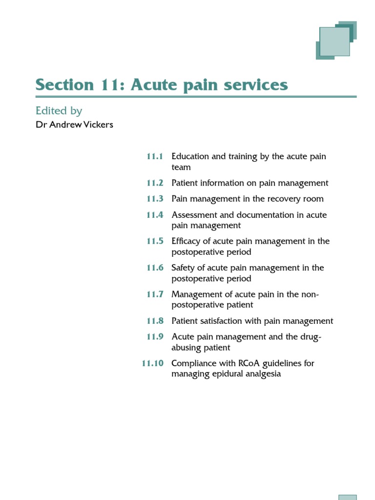 Section 11: Acute Pain Services: Edited by | PDF | Pain Management | Pain