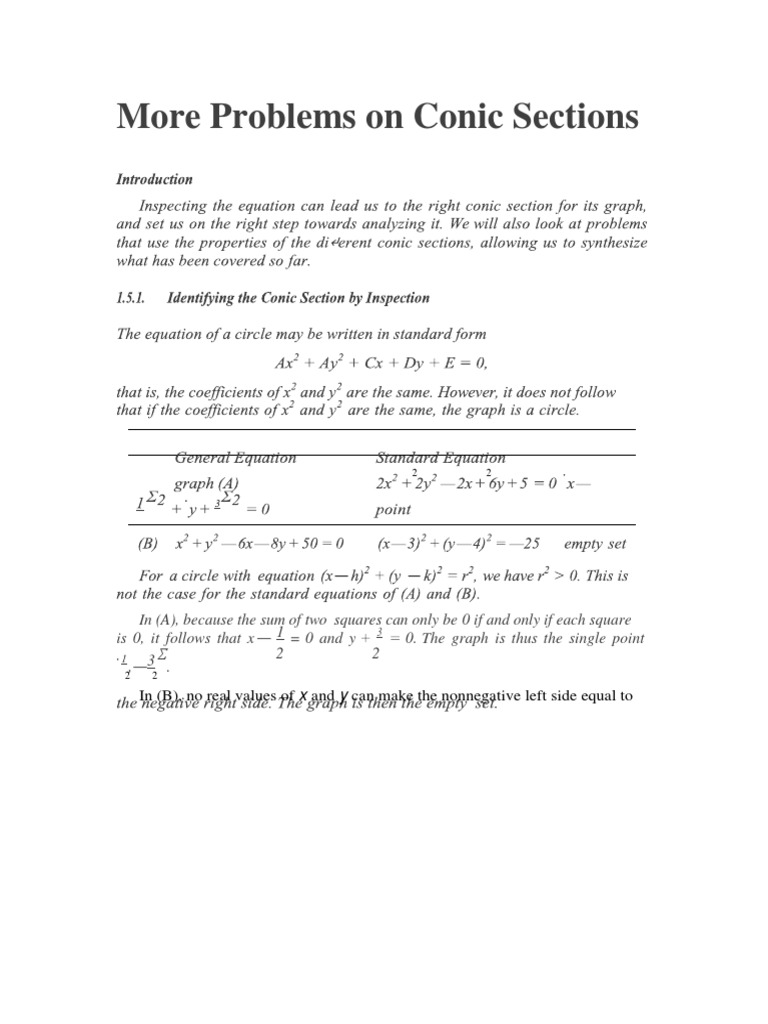More Problems On Conic Sections | PDF | Analytic Geometry | Differential Geometry